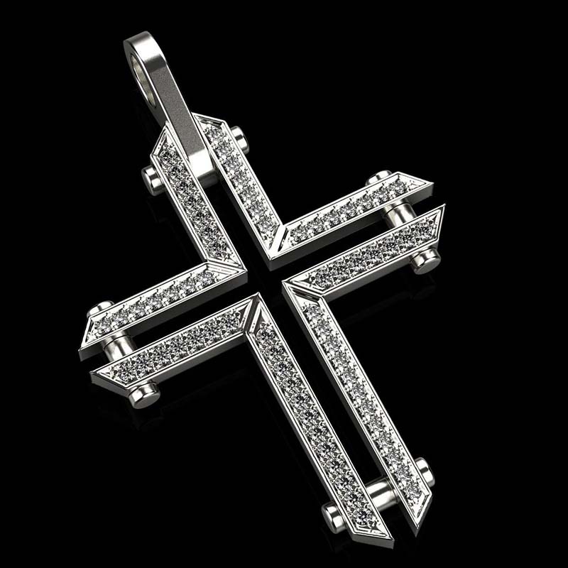 Iced Skeleton Cross Pendant for Men - Helloice