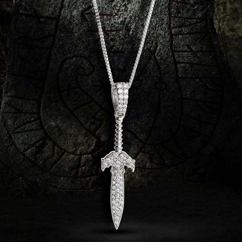 Iced Out Viking Sword Pendant - Helloice Jewelry