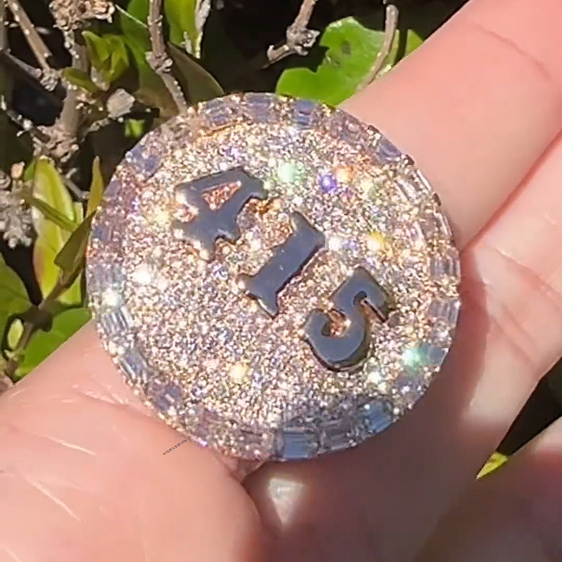 Iced Out Custom Number Round Ring - Helloice