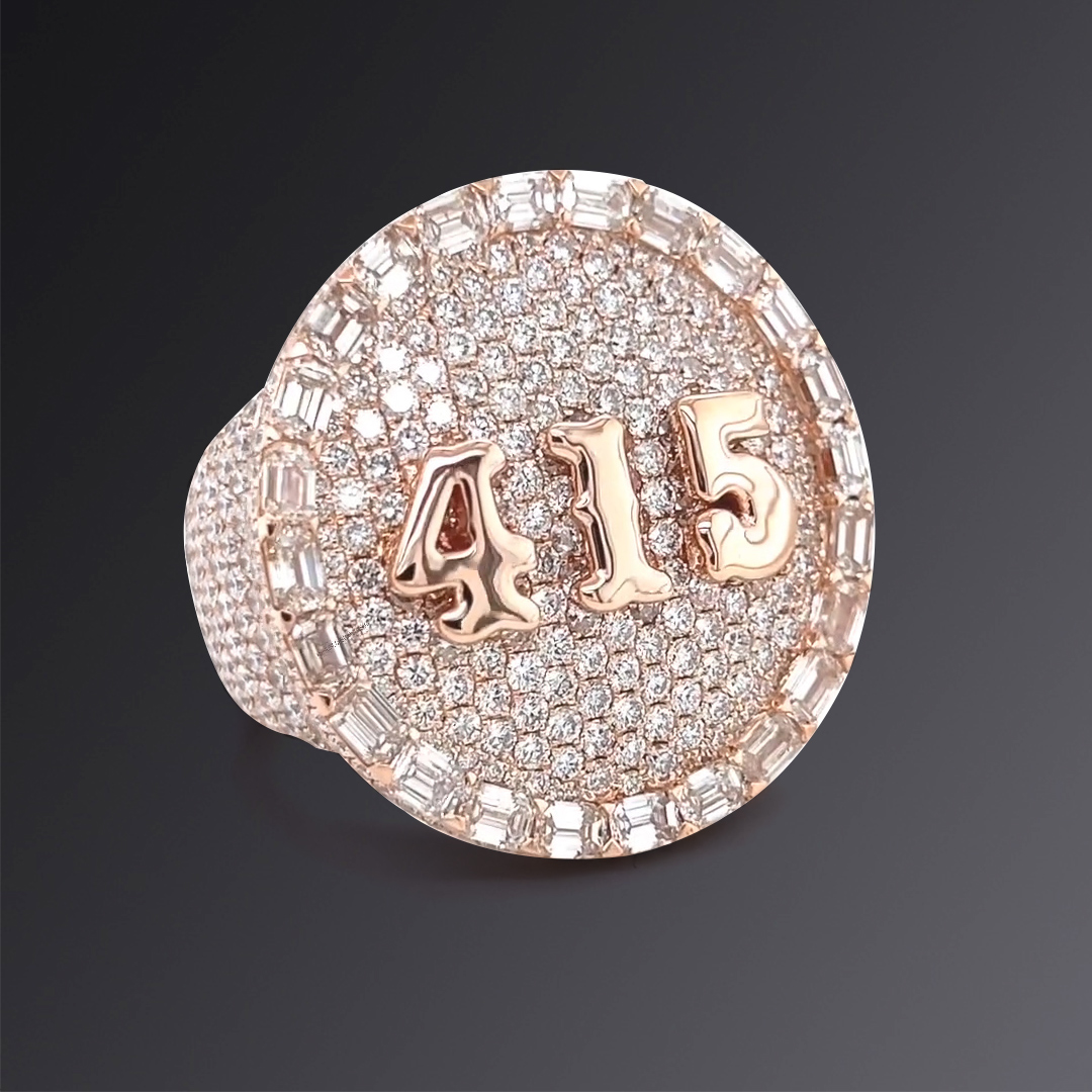 Iced Out Custom Number Round Ring - Helloice