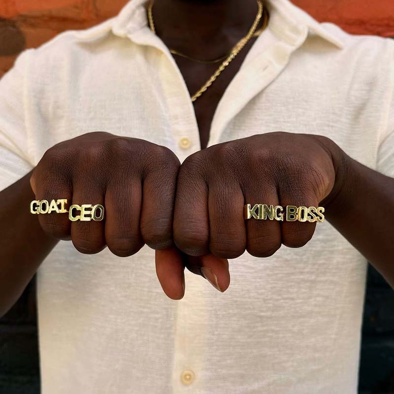 Custom Name Ring in Gold - Helloice