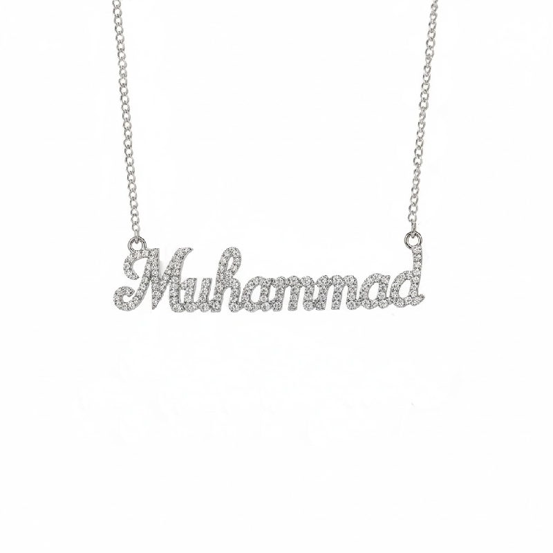 Personalized Name Round Diamond Pendent Necklace - Helloice