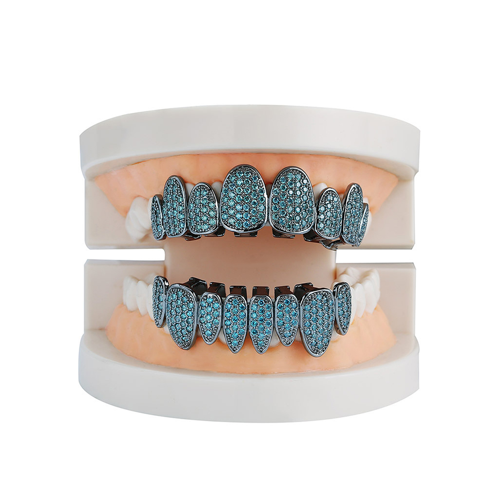 Iced Out Jade Green Diamond Grillz Set - Helloice