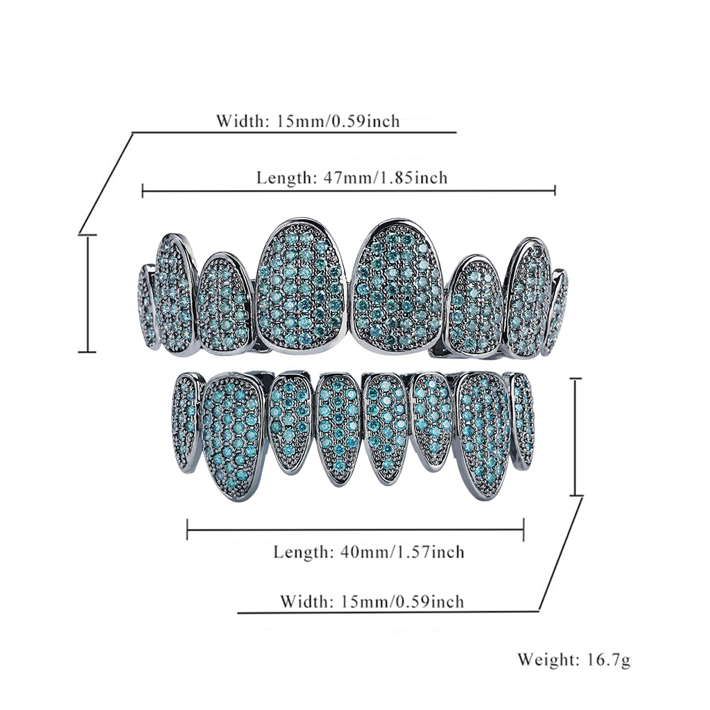 Iced Out Jade Green Diamond Grillz Set - Helloice