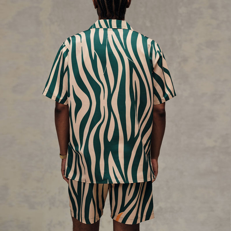 Zebra Print Camp Shirt Set - Helloice