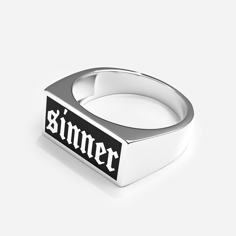 8mm Custom Old English Name Signet Ring - Helloice