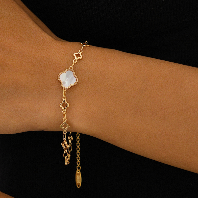 Elegant Four Leaf Clover Chain Bracelet - Helloice