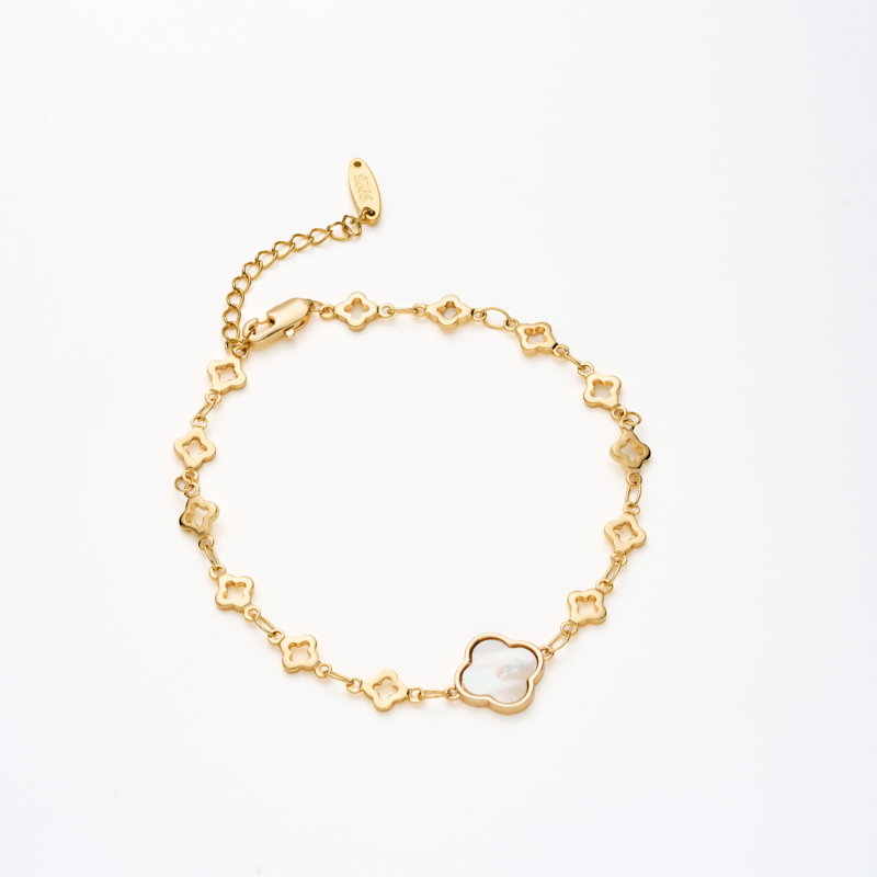 Elegant Four Leaf Clover Chain Bracelet - Helloice