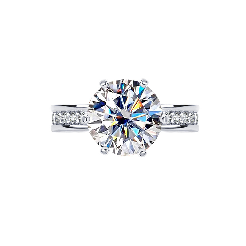 2Ct/3Ct/5Ct VVS Moissanite 6-Claw Luxury S925 Silver Engagement Ring - Helloice