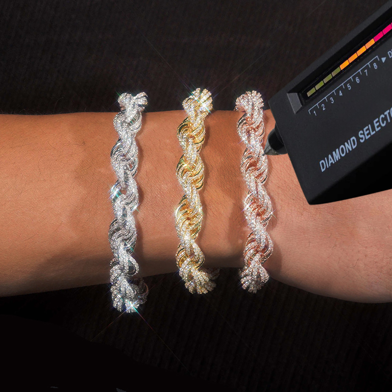 10mm S925 & Moissanite Rope Bracelet - Helloice