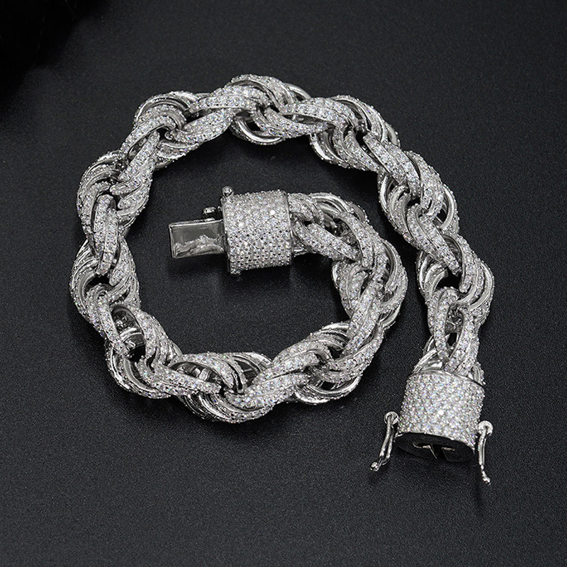 10mm S925 & Moissanite Rope Bracelet - Helloice