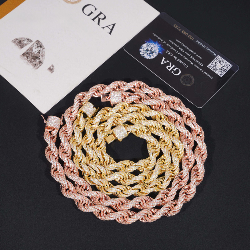 10mm S925 & Moissanite Rope Chain - Helloice