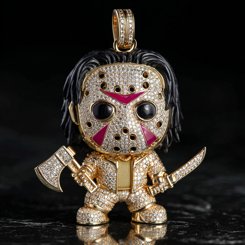 Iced Out Cartoon Masked Killer Pendant - Helloice Apparel