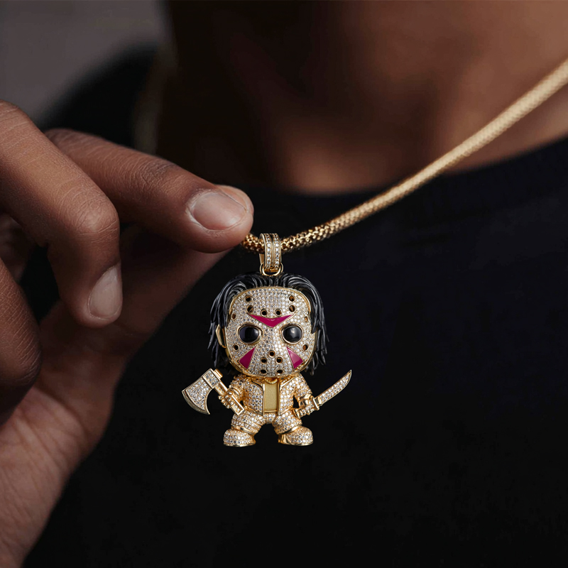 Iced Out Cartoon Masked Killer Pendant - Helloice Apparel
