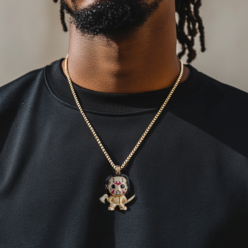 Iced Out Cartoon Masked Killer Pendant - Helloice Apparel